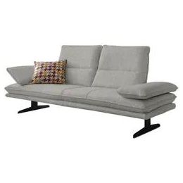 2-Sitzer W.Schillig "broadway" Sofas Gr. B/H/T: 216cm x 94cm x 96cm, Flachgewebe S22, Longchair links, mit Sitztiefenverstellung-mit Kopfteilverstellung-mit Seitenteilverstellung, grau (steel s22) Sitztiefenverstellung, Kopfteil- & Seitenteilverstellung, Breite 216cm