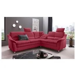 Ecksofa Places of Style "Cardoso L-Form" Sofas Gr. B/H/T: 249cm x 90cm x 209cm, Luxus-Microfaser ALTARA NUBUCK, langer Schenkel links, mit Bettfunktion, rot (bordeaux) Federkern, wahlweise mit Bett, Schubkasten, teilweise Relaxfunktion