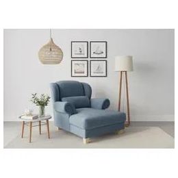 Loveseat Home Affaire "Loveseat Queenie" Sessel Gr. Struktur weich, B/H/T: 125 cm x 111 cm x 146 cm, blau (blue horizon) mit softem, weichem Sitzkomfort, zeitloses Design, inkl. Zierkissen