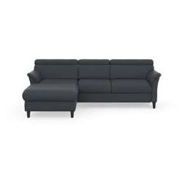 Sit & More Ecksofa SIT&MORE "Marano L-Form" Sofas Gr. B/T: 257 cm x 166 cm, Soft clean, mega-Recamiere links, ohne Bettfunktion-ohne Bettkasten-inklusive Kopfteilverstellung-Fußfarbe: matt schwarz, grau (dunkelgrau) inklusive Kopfteilverstellung, wahlweise mit Bettfunktion, Bettkasten