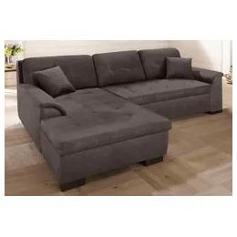 Ecksofa Home Affaire "Bergen" Sofas Gr. B/H/T: 267cm x 83cm x 178cm, Microfaser PRIMABELLE, Recamiere links, mit Bettfunktion, grau wahlweise mit Bettfunktion L-Form