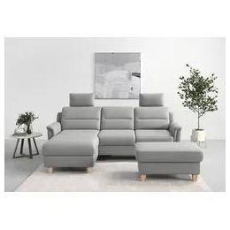 Sit & More Ecksofa SIT & MORE "Farö L-Form" Sofas Gr. B/H/T: 234cm x 90cm x 168cm, Luxus-Microfaser Euphoria, Recamiere links, mit Bettfunktion-mit Bettkasten, grau inklusive Federkern, wahlweise mit Bettfunktion und Bettkasten