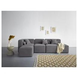 Ecksofa Andas "Sundstrup L-Form" Sofas Gr. B/H/T: 303 cm x 76,5 cm x 93 cm, Struktur weich, Recamiere rechts, grau (anthrazit) Modulserie, individuelle Zusammenstellung