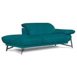 Ottomane Egoitaliano "Anais, Designsofa mit hohem Sitzkomfort, Designfuß" Sofas Gr. B/H/T: 179cm x 74cm x 106cm, Luxus-Microfaser, Ottomane links, Armlehne rechts, bunt (blaurün) Solitärmöbel als Blickfang, inkl. verstellbarer Kopfstützen