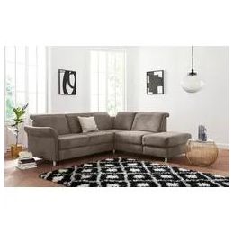 Sit & More Ecksofa SIT & MORE "Darwin L-Form" Sofas Gr. B/H/T: 249cm x 83cm x 221cm, Luxus-Microfaser Florence, Ottomane rechts, ohne Kopfteilverstellung-ohne Bettfunktion-ohne Stauraum, braun (savannah) inklusive Federkern, wahlweise mit Kopfteilverstellung, Bettfunktion