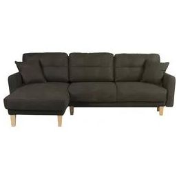 Ecksofa Home Affaire "Triplo, Zierkissen, Schlaffunktion, B/T/H: 234/164/89 cm, L-Form", grau (anthrazit), B:234cm H:89cm T:164cm, Sofas, wahlweise mit Bettfunktion und Bettkasten, Liegefläche 210/132 cm