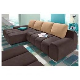 Ecksofa Inosign "Bono L-Form" Sofas Gr. B/H/T: 291cm x 90cm x 174cm, Luxus-Microfaser ALTARA NUBUCK, Recamiere links, ohne Bettfunktion, braun (dunkelbraun, caramel) wahlweise mit Bettfunktion