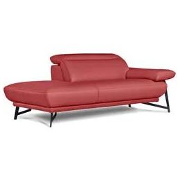 Ottomane Egoitaliano "Anais, Designsofa mit hohem Sitzkomfort, Designfuß" Sofas Gr. B/H/T: 179cm x 74cm x 106cm, Leder NUVOLE, Ottomane links, Armlehne rechts, rot Solitärmöbel als Blickfang, inkl. verstellbarer Kopfstützen