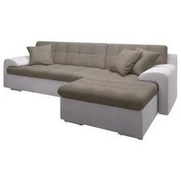 Ecksofa Trendmanufaktur "Rave II, L-Form" Sofas Gr. B/H/T: 245cm x 77cm x 154cm, Struktur fein, Recamiere rechts, mit Bettfunktion, beige (creme, tan) wahlweise mit Bettfunktion