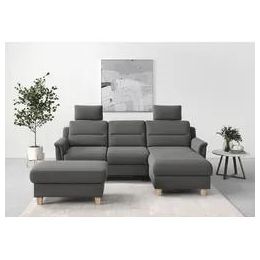 Sit & More Ecksofa SIT & MORE "Farö L-Form" Sofas Gr. B/H/T: 234cm x 90cm x 168cm, Luxus-Microfaser Paris, Recamiere rechts, mit Bettfunktion-mit Bettkasten, grau inklusive Federkern, wahlweise mit Bettfunktion und Bettkasten