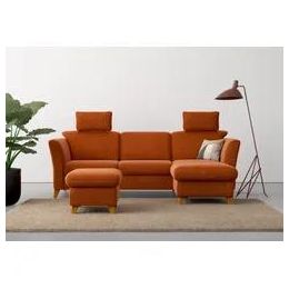 Ecksofa Home Affaire "Trelleborg L-Form" Sofas Gr. B/H/T: 249 cm x 86 cm x 162 cm, Feincord, Recamiere rechts, ohne Bettfunktion-ohne Bettkasten, rosegold (kupfer) wahlweise mit Bettfunktion und Bettkasten, inkl. Federkern-Polsterung