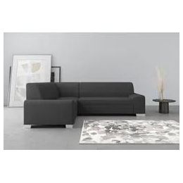 Ecksofa DOMO collection "Anzio L-Form" Sofas Gr. B/H/T: 259cm x 85cm x 191cm, Feinstruktur, langer Schenkel rechts, Mit Bettfunktion-Mit Federkern, grau (anthratzit) Wahlweise mit Bettfunktion und Federkern