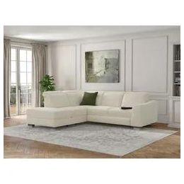 Sit & More Ecksofa SIT & MORE "Dundee L-Form" Sofas Gr. B/H/T: 263cm x 86cm x 219cm, Struktur weich, Ottomane links, mit Kopfteilverstellung-ohne Bettfunktion-ohne Stauraum, beige (creme) mit Federkern und Edelstahlfüßen, wahlweise Kopfteilverstellung