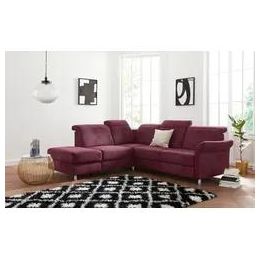 Sit & More Ecksofa SIT & MORE "Darwin L-Form" Sofas Gr. B/T: 249cm x 221cm, Luxus-Microfaser Florence, Ottomane links, mit Kopfteilverstellung-mit Bettfunktion-mit Stauraum, rot (bordeaux) inklusive Federkern, wahlweise mit Kopfteilverstellung, Bettfunktion