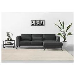 Sit & More Ecksofa SIT & MORE "Lindholm L-Form" Sofas Gr. B/H/T: 262cm x 88cm x 171cm, Flachgewebe, Recamiere rechts, mit Sitztiefenverstellung, grau (anthrazit) mit Sitztiefenverstellung und Federkern