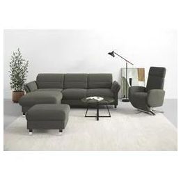 Sit & More Ecksofa SIT & MORE "Grenoble L-Form mit Federkern", grau (anthrazit), B:251cm H:85cm T:161cm, Sofas, wahlweise mit Bettfunktion, Bettkasten, Arm- und Kopfteilverstellung