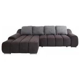 Ecksofa Inosign "Bono L-Form" Sofas Gr. B/H/T: 291cm x 90cm x 174cm, Samtstoff, Recamiere links, mit Bettfunktion, grau (fango, grau) wahlweise mit Bettfunktion