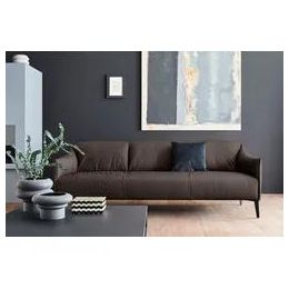 3-Sitzer W.Schillig "sally" Sofas Gr. B/H/T: 224 cm x 78 cm x 84 cm, Longlife Xtra-Leder Z59, braun (braun z59) mit Metall-Winkelfüßen in Schwarz pulverbeschichtet, Breite 224 cm