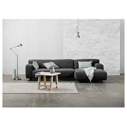 Ecksofa furninova "Vesta, modern und sehr bequem, tolle Detailverarbeitung, L-Form" Sofas Gr. B/H/T: 300 cm x 74 cm x 160 cm, Struktur, Recamiere rechts, ohne Bettfunktion, blau (night) im skandinavischen Design