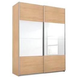 Schwebetürenschrank Rauch "Quadra" Schränke Gr. B/H/T: 181 cm x 230 cm x 62 cm, 2 St., braun (struktureichefarben hell, spiegel) mit Spiegelelementen