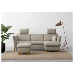 Ecksofa Home Affaire "Trelleborg L-Form" Sofas Gr. B/H/T: 249 cm x 86 cm x 162 cm, Feincord, Recamiere rechts, ohne Bettfunktion-ohne Bettkasten, grau (steel) wahlweise mit Bettfunktion und Bettkasten, inkl. Federkern-Polsterung