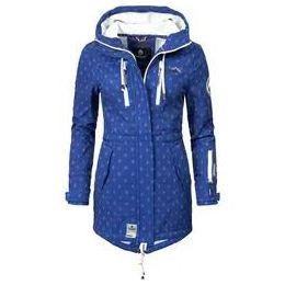 Funktionsmantel Marikoo "Zimtzicke" Gr. S (36), blau (mittelblau) Damen Mäntel sportlicher Softshell Parka mit Kapuze