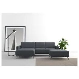 Sit & More Ecksofa SIT & MORE "Bailando L-Form" Sofas Gr. B/H/T: 251cm x 84cm x 163cm, Soft clean, Recamiere links, ohne Kopfteilverstellung-ohne Vorziehsitz, grau (dunkelgrau) wahlweise mit Kopfteilverstellung und Vorziehsitz, motorisch