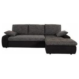 Ecksofa Trendmanufaktur "Indie, L-Form" Sofas Gr. B/H/T: 246cm x 86cm x 155cm, Luxus-Microfaser ALCAZAR-Struktur, Recamiere rechts, ohne Funktion-XL, schwarz (schwarz/anthrazit/grau) wahlweise XL oder XXL