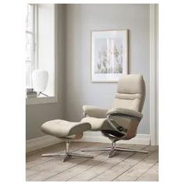 Relaxsessel stressless "Sunrise" Sessel Gr. ROHLEDER Stoff Q2 FARON, Cross Base Eiche, Relaxfunktion-Drehfunktion-PlusTMSystem-Gleitsystem-BalanceAdaptTM, B/H/T: 83cm x 105cm x 74cm, beige (light q2 faron) mit Cross Base, Größe S, M & L, Holzakzent Eiche