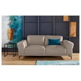 2-Sitzer W.Schillig "montanaa" Sofas Gr. B/H/T: 192 cm x 78 cm x 94 cm, Longlife Xtra-Leder Z59, braun (stone z59) mit Metallfüßen in Schwarz pulverbeschichtet, Breite 192 cm