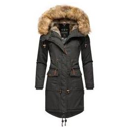 Wintermantel Navahoo "Rosinchen" Gr. XS (34), grau (anthrazit) Damen Mäntel stylischer Winter Baumwollparka mit Kunstfell