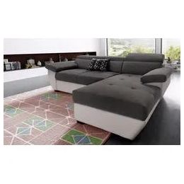 Polstergarnitur COTTA "Speedway" Sitzmöbel-Sets Gr. Kunstleder SOFTLUX-Struktur, mit Bettfunktion-mit Bettkasten-mit Kopfteilverstellung + Recamiere rechts, beige (sand/schoko) Set: bestehend aus Ecksofa und Hocker, inklusive Kopfteilverstellung