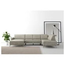 Sit & More Wohnlandschaft SIT & MORE "Bailando U-Form", grau (hellgrau), B:337cm H:84cm T:205cm, Sofas, wahlweise mit Kopfteilverstellung und Vorziehsitz, motorisch