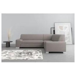 Ecksofa DOMO collection "Anzio L-Form" Sofas Gr. B/H/T: 259cm x 85cm x 191cm, Feinstruktur, langer Schenkel links, Mit Bettfunktion-Mit Federkern, braun (schlamm) Wahlweise mit Bettfunktion und Federkern