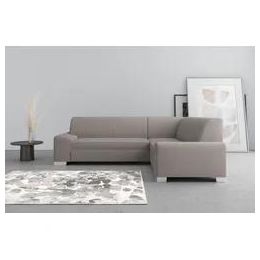 Ecksofa DOMO collection "Anzio L-Form" Sofas Gr. B/H/T: 259cm x 85cm x 191cm, Feinstruktur, langer Schenkel links, Ohne Funktion-Mit Federkern, braun (schlamm) Wahlweise mit Bettfunktion und Federkern