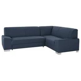 Ecksofa DOMO collection "Anzio L-Form" Sofas Gr. B/H/T: 259cm x 85cm x 191cm, Struktur fein, langer Schenkel links, Ohne Funktion-Mit Federkern, blau (dunkelblau) Wahlweise mit Bettfunktion und Federkern