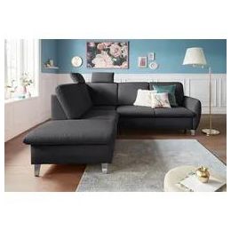 Sit & More Ecksofa SIT & MORE "Daytona L-Form" Sofas Gr. B/H/T: 236cm x 93cm x 214cm, Struktur, Ottomane links, Mit Bettfunktion, grau (anthrazit) mit Federkern, zwei Kopfstützen und wahlweise Bettfunktion