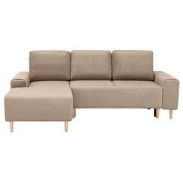 Ecksofa Inosign "Samu L-Form" Sofas Gr. B/H/T: 235cm x 93cm x 160cm, Samtoptik, Recamiere links, ohne Bettfunktion-ohne Bettkasten, beige wahlweise mit Bettfunktion und Bettkasten