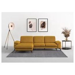 Sit & More Ecksofa SIT&MORE "Cabana L-Form" Sofas Gr. B/H/T: 301 cm x 84 cm x 195 cm, Breitcord, mega-Recamiere links, mit Sitztiefenverstellung-mit Kopfteilverstellung-mit Armlehnfunktion-mit Federkern, gelb (mustard) Recamiere, wahlweise mit Sitztiefen-, Armlehnen- und Kopfteilfunktion