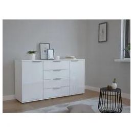 Kombikommode Wiemann "Monaco" Sideboards Gr. B/H/T: 141 cm x 70 cm x 43 cm, 4 St., weiß (weiß, glas weiß) mit Glasfront, vormontiert