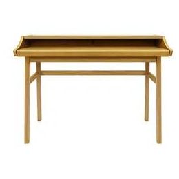 Schreibtisch WOODMAN "Carteret" Tische Gr. B/H/T: 115 cm x 84 cm x 44 cm, braun (eiche) edles Holzfurnier aus Eiche, Gestell Massivholz, Breite 115 cm