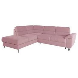 Sit & More Ecksofa SIT & MORE "Sorano L-Form" Sofas Gr. B/H/T: 249cm x 88cm x 212cm, Struktur fein, Ottomane links, mit Bettfunktion-mit Bettkasten, rosa (altrosa) wahlweise mit Bettfunktion und Bettkasten