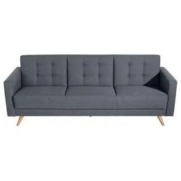 3-Sitzer Max Winzer "Julius Kippcouch mit komfortablem Federkern, klassisch und modern" Sofas Gr. B/H/T: 224cm x 81cm x 83cm, Strukturwebstoff 16523, blau (denim) Schlafsofa, inklusive Bettfunktion & Bettkasten, Breite 224 cm