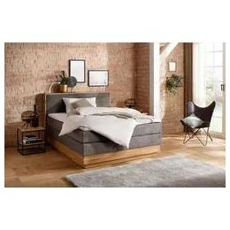 Boxspringbett Home Affaire "Cavan" Komplettbetten Gr. Microfaser Topper Basic LED-Beleuchtung, Liegefläche B/L: 160cm x 200cm, Gewicht bis: 120 kg + 120 kg H4 + H4, 7-Zonen-Tonnentaschen-Federkernmatratze, grau (anthracite) Boxspringbett Eiche, inkl. Bettkasten & Topper, verschiedene Härtegrade (auch H4)