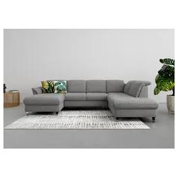 Sit & More Wohnlandschaft SIT & MORE "Maggiore U-Form", grau, B:312cm T:224cm, 98% Polyester, 2% Polyamid, Sofas, wahlweise mit Kopfteilverstellung, Bettfunktion und Stauraum