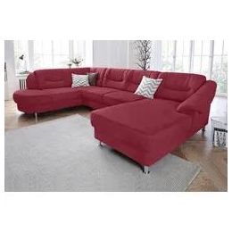 Sit & More Wohnlandschaft SIT & MORE "Salsa U-Form" Sofas Gr. B/H/T: 333cm x 86cm x 205cm, Luxus-Microfaser ALTARA NUBUCK, Recamiere rechts, ohne Bettfunktion, rot (bordeaux) mit Federkern, wahlweise Bettfunktion