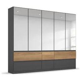 Drehtürenschrank Rauch "Winnipeg" Schränke Gr. B/H/T: 226 cm x 210 cm x 56 cm, Ohne Beleuchtung, 5 St., grau (graumetallic) grifflose Front, Schubkästen m. Griffmulde, auch mit Beleuchtung