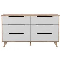 Schubkastenkommode FORTE "Vankka" Sideboards Gr. B/H/T: 154,7cm x 86,3cm x 42cm, 6 St., weiß (planken eiche/weiss) in 2 Breiten