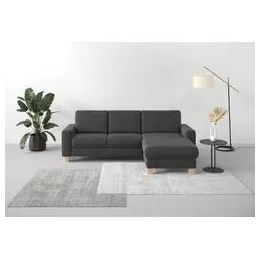 Ecksofa Home Affaire "Summer L-Form" Sofas Gr. B/H/T: 249 cm x 91 cm x 164 cm, Feincord, Recamiere rechts, ohne Bettfunktion-ohne Bettkasten-ohne Federkern, grau (anthrazit) mit Recamiere, oder ohne Bettfunktion und Bettkasten, Cord-Bezug