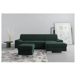 Ecksofa DOMO collection "Anzio L-Form" Sofas Gr. B/H/T: 271cm x 85cm x 160cm, Samtoptik, Recamiere rechts, Mit Bettfunktion-Mit Federkern, grün wahlweise mit Bettfunktion und Federkern